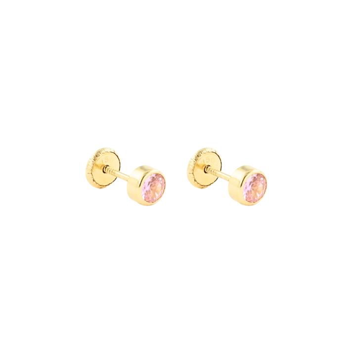 Aro Tope Circón Rosado 18K