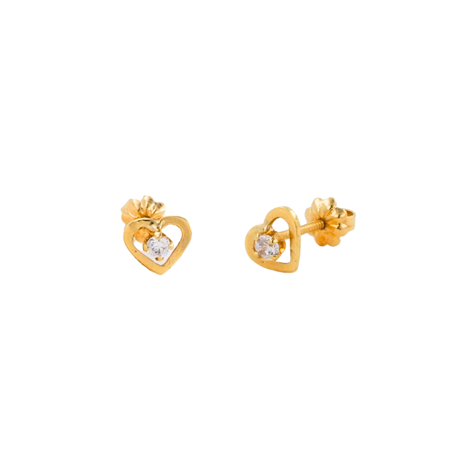 Aro Apegado Corazón Circón Oro 18K